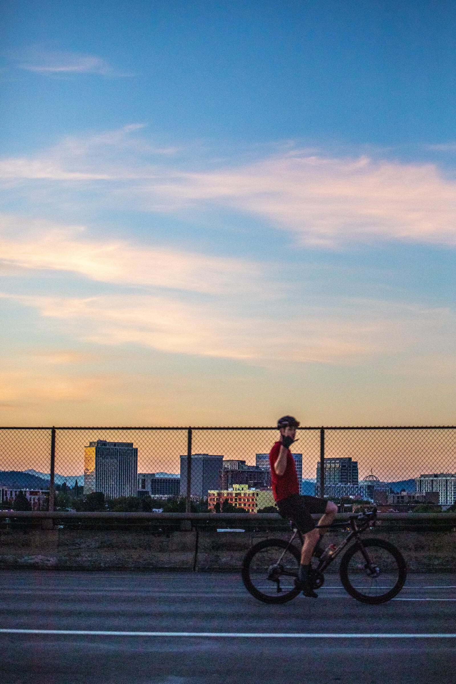 Sunday at Dawn, Portland Cyclists Got a Rare View From Atop the Fremont ...