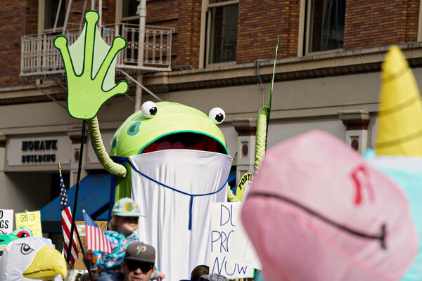Frog March Against President Trump Draws Tens of Thousands to Downtown ...
